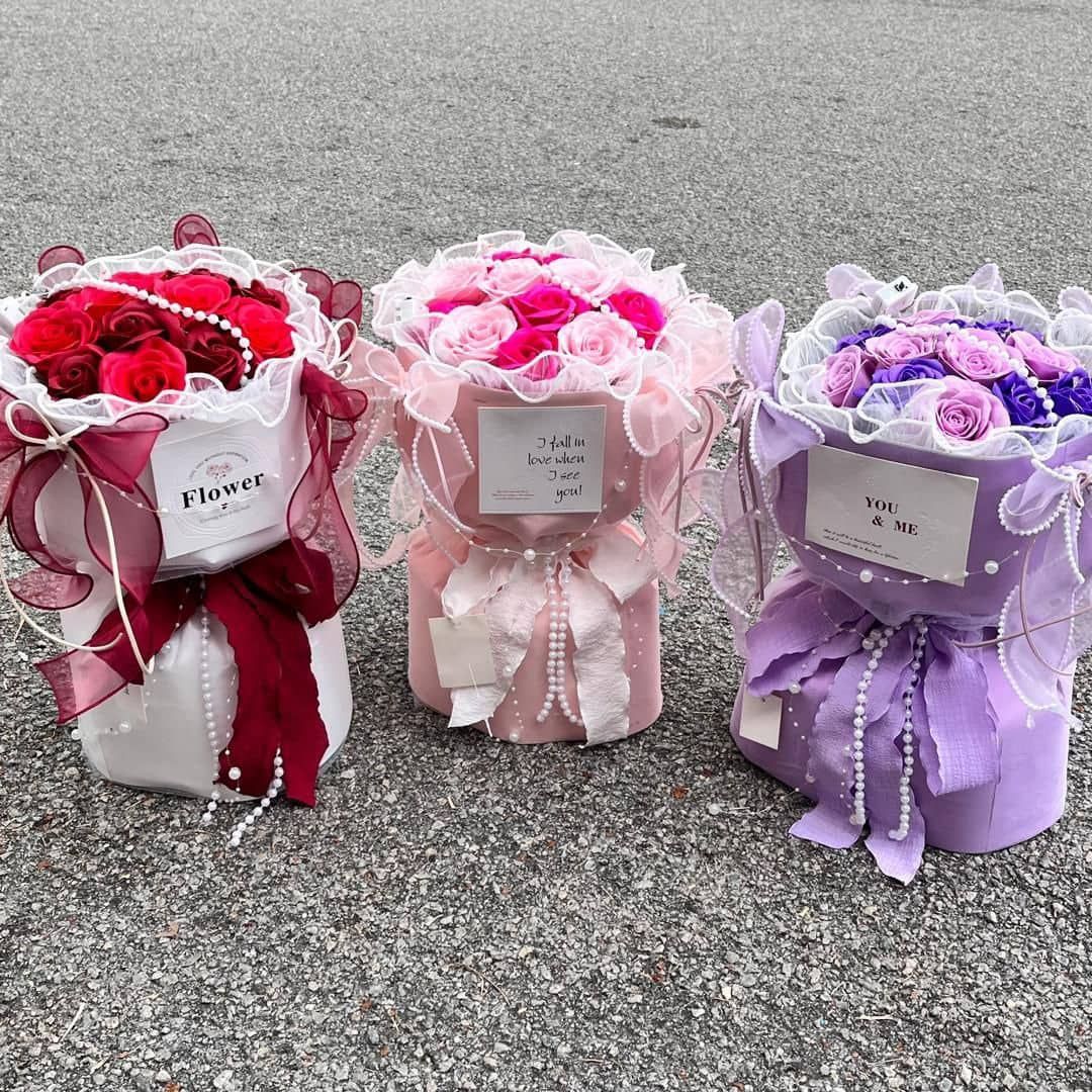 12 Stalk Soap Roses Flower Bouquet Plum Blossom Bouuqet Cheras ...