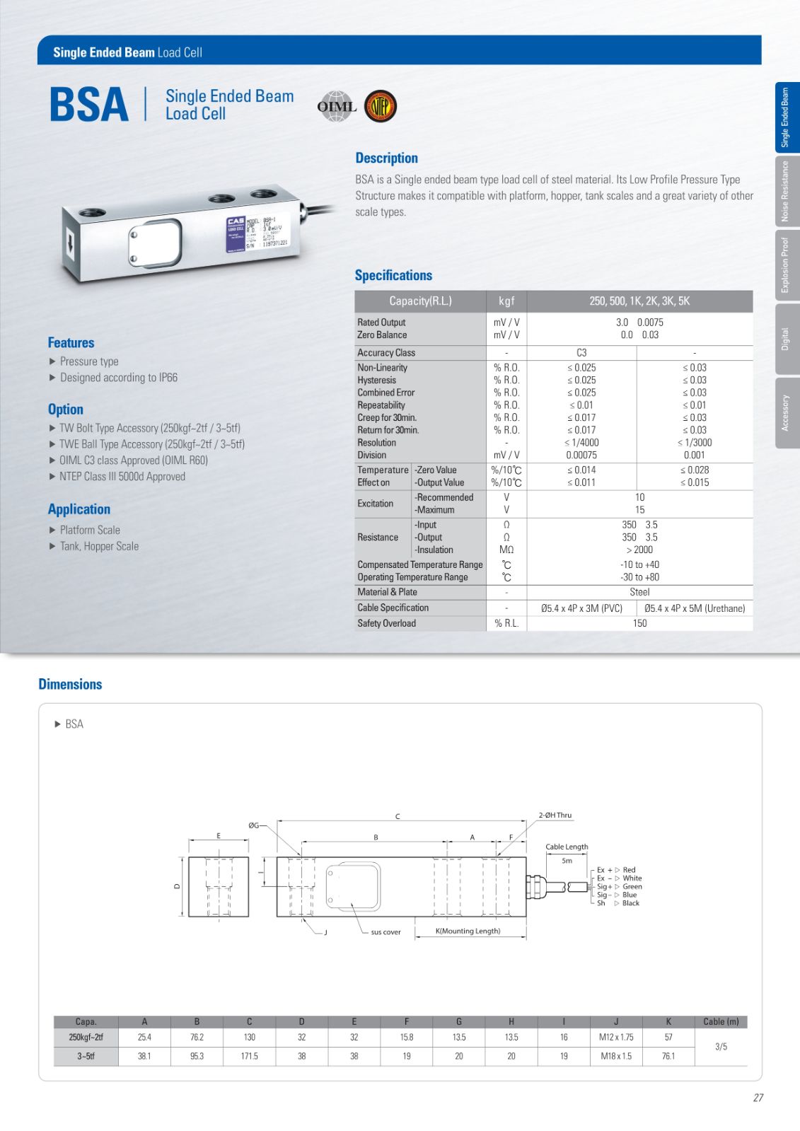CAS BSA Single Ended Beam Load Cell – High-Precision CAS Load Cell ...