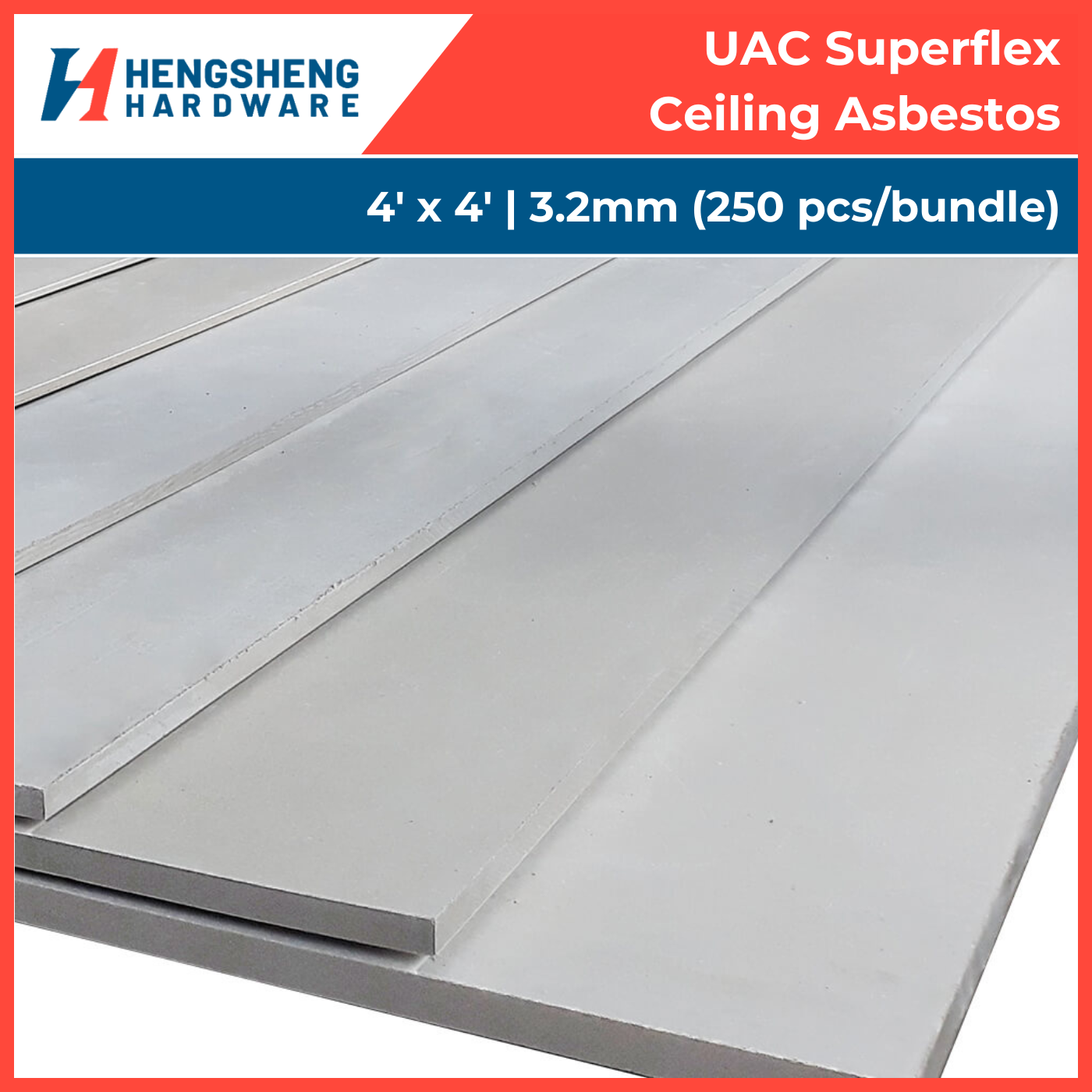 UAC / PRIMAFLEX SUPERFLEX CEILING ASBESTOS (250 PCS/BUNDLE) 4' X 4 ...