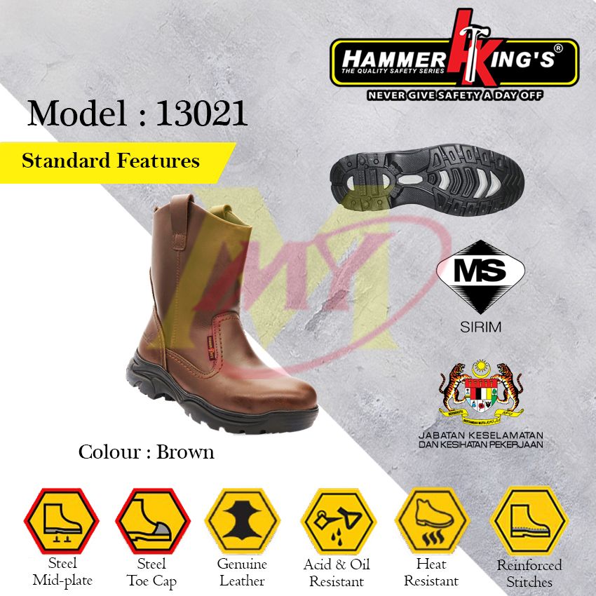 HAMMER KING'S 13021 Safety Shoes - Standard Features (Pull Up Boot ...