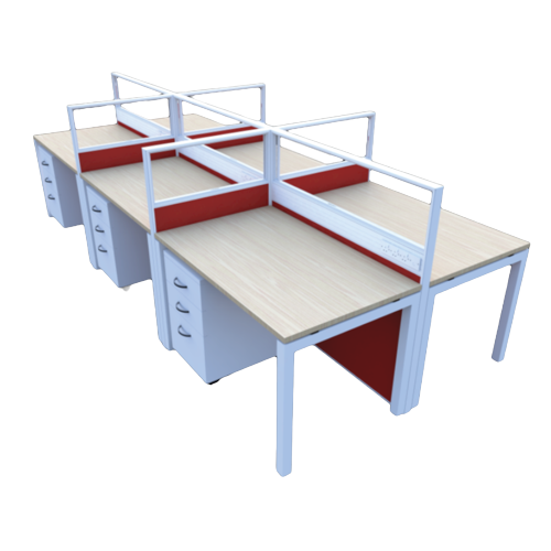 6 Pax Rectangular Workstation C/w Mobile Pedestal Office Workstation ...