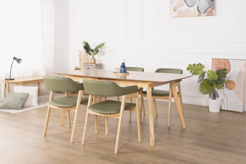 Ivan Extension Dining Set (160cm - 190cm L Table + 6 Chairs) Bed Side ...
