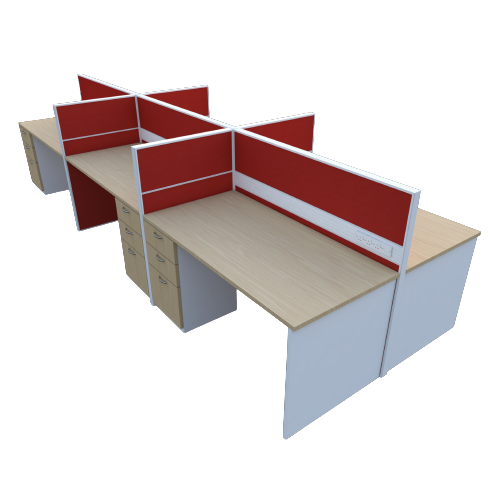 6 Pax Rectangular Workstation C/w Fixed Pedestal Office Workstation ...