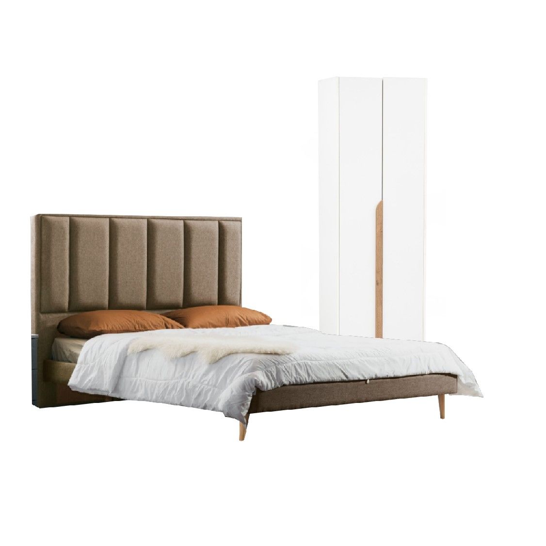 [Bundle Deal] Luna Bedframe (Queen) + Mattress + Manda 2 Door Wardrobe ...
