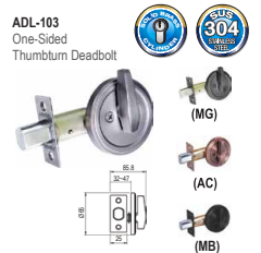 One-Sided Thumbturn Deadbolt ADL-103/MB ARMOR Penang, George Town ...