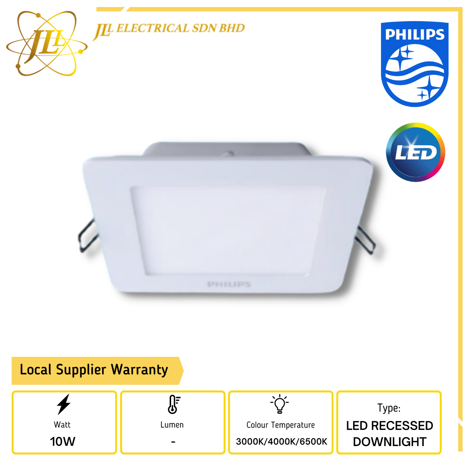 PHILIPS DN024B 10W LED6 L100 4" LED SQUARE RECESSED DOWNLIGHT [3000K ...