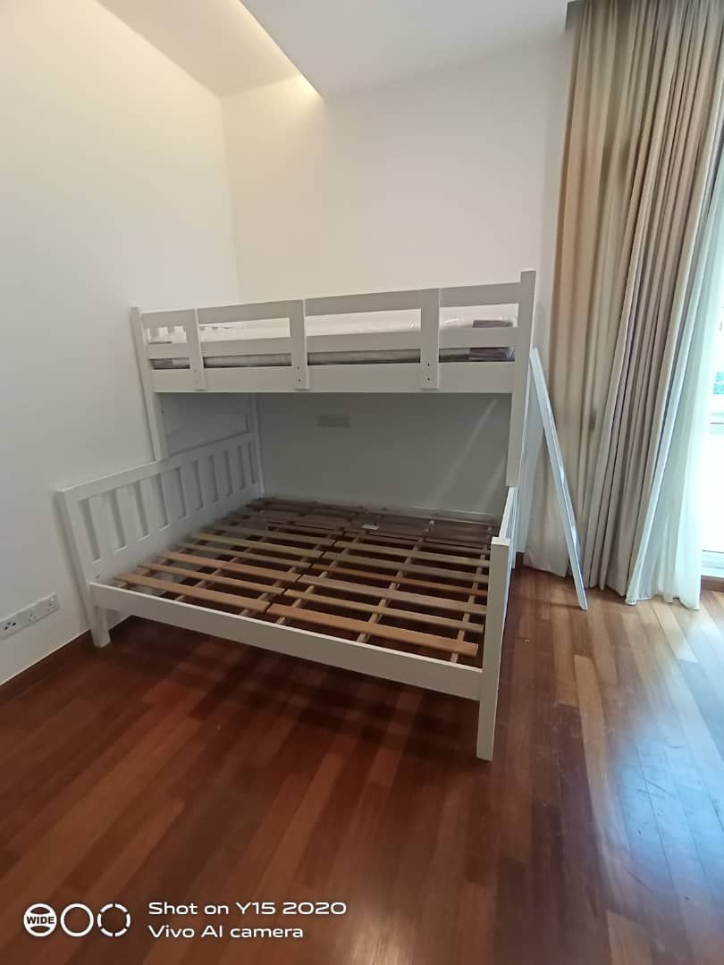 Solid Wood Bunk Bed | Queen And Single Bunk Bed Double Decker | High ...