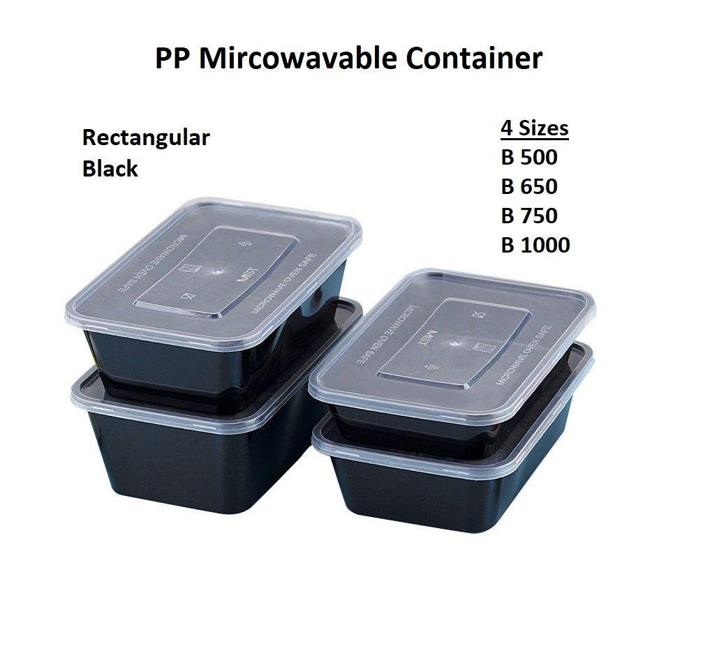 (750ml+-) BLACK PP Rectangular Container/PP Microwavable Injection ...