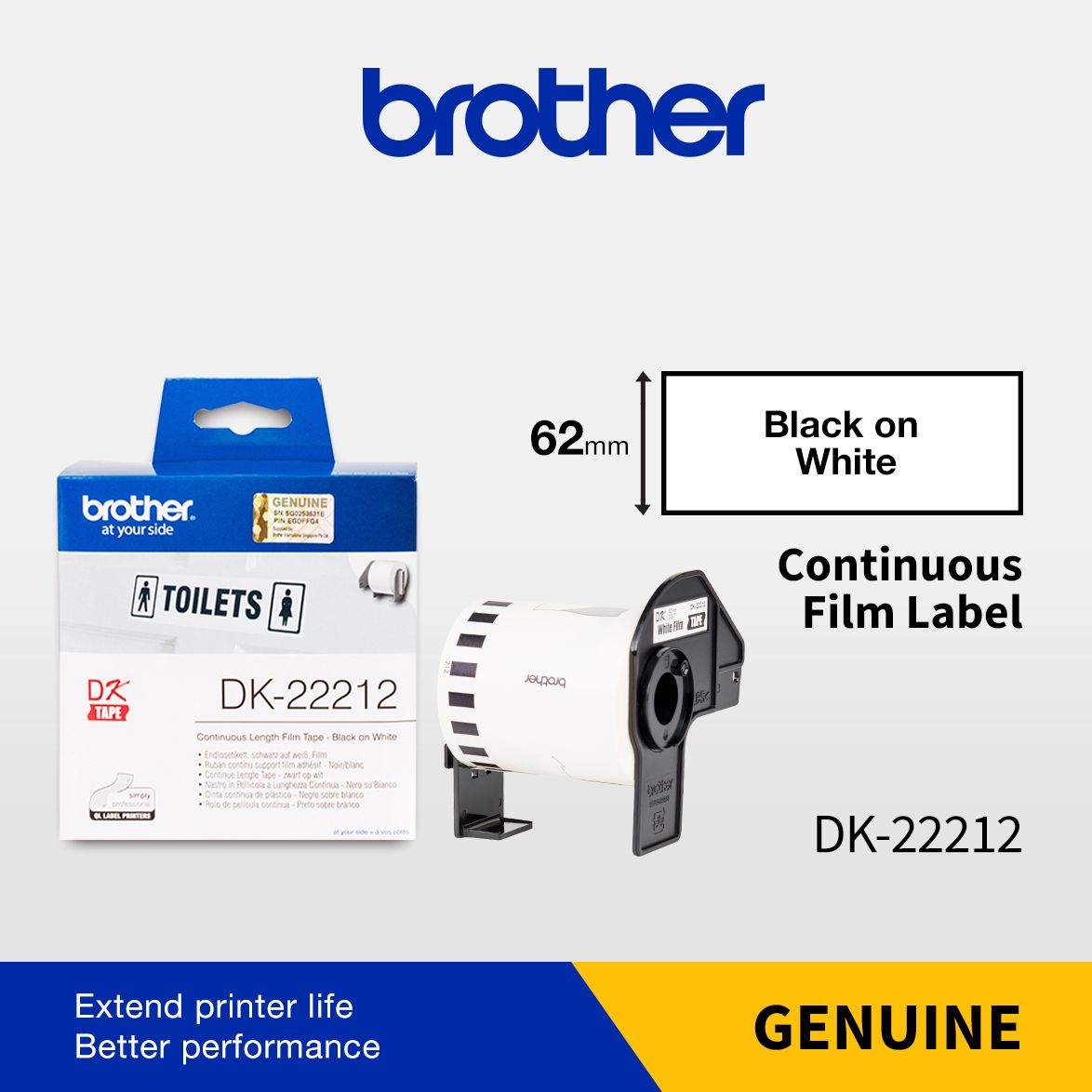 Brother Original DK22212 Continuous Length Durable Film Paper Tape ...