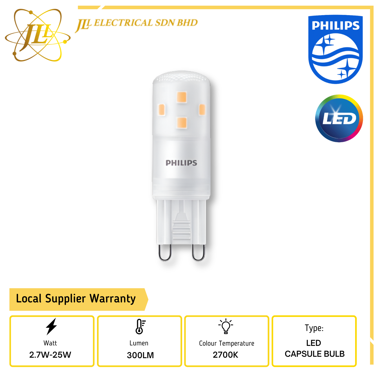PHILIPS COREPRO LED CAPSULE 2.7W-25W G9 827 DIMMABLE CRI80 ...