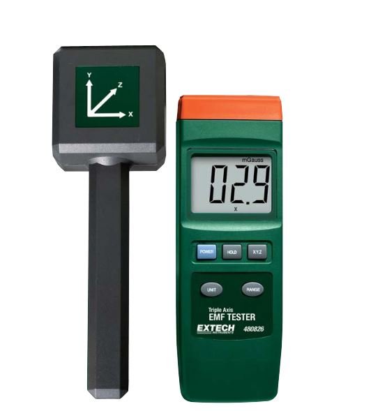 EXTECH 480826 EMF Meter Magnetic Field Meter Triple Axis EMF Tester ...