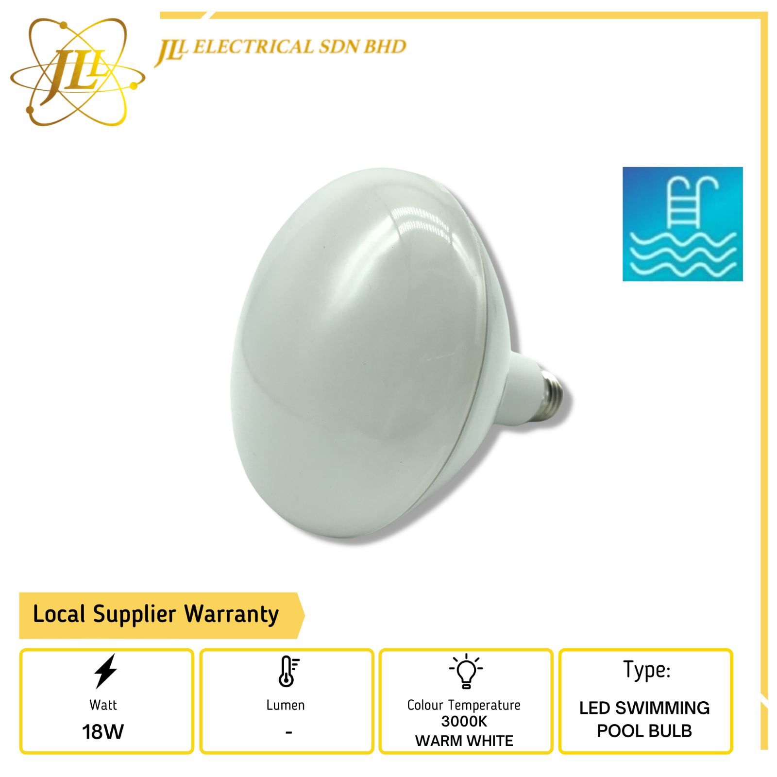 JLUX LED R40 12V 18W E27 IP65 3000K WARM WHITE LED SWIMMING POOL BULB ...