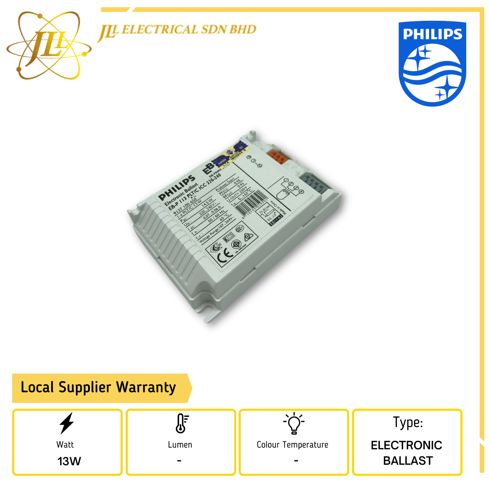 PHILIPS EB-P 113 PLT/C ICC 220-240V 50/60HZ ELECTRONIC BALLAST ...