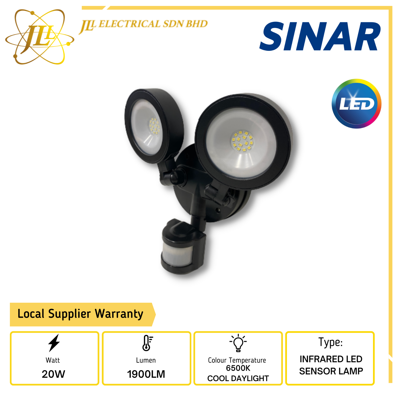 SINAR SSMS64-B 20W 1900LM 220-240V IP65 6500K COOL DAYLIGHT INFRARED ...