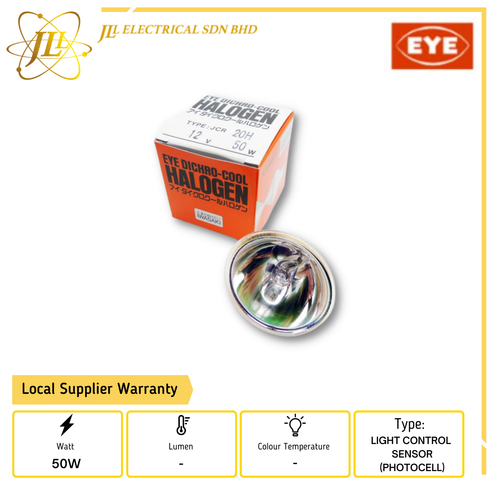EYE IWASAKI JCR 12V 50W 20H/G1 GZ6.35 PROJECTOR HALOGEN LAMP JLUX ...