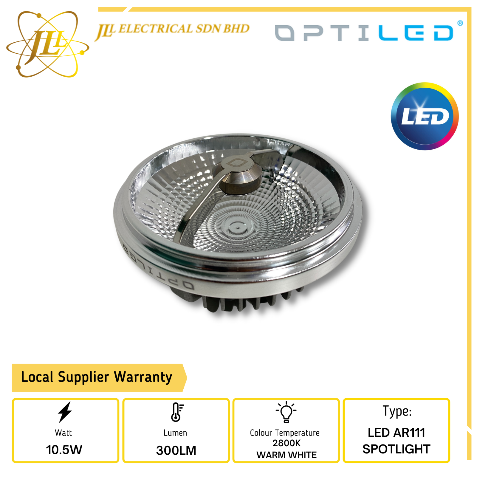 OPTILED ARRAY-M 10.5W 12VAC 20D 2800K WARM WHITE NON DIMMABLE LED AR111 ...