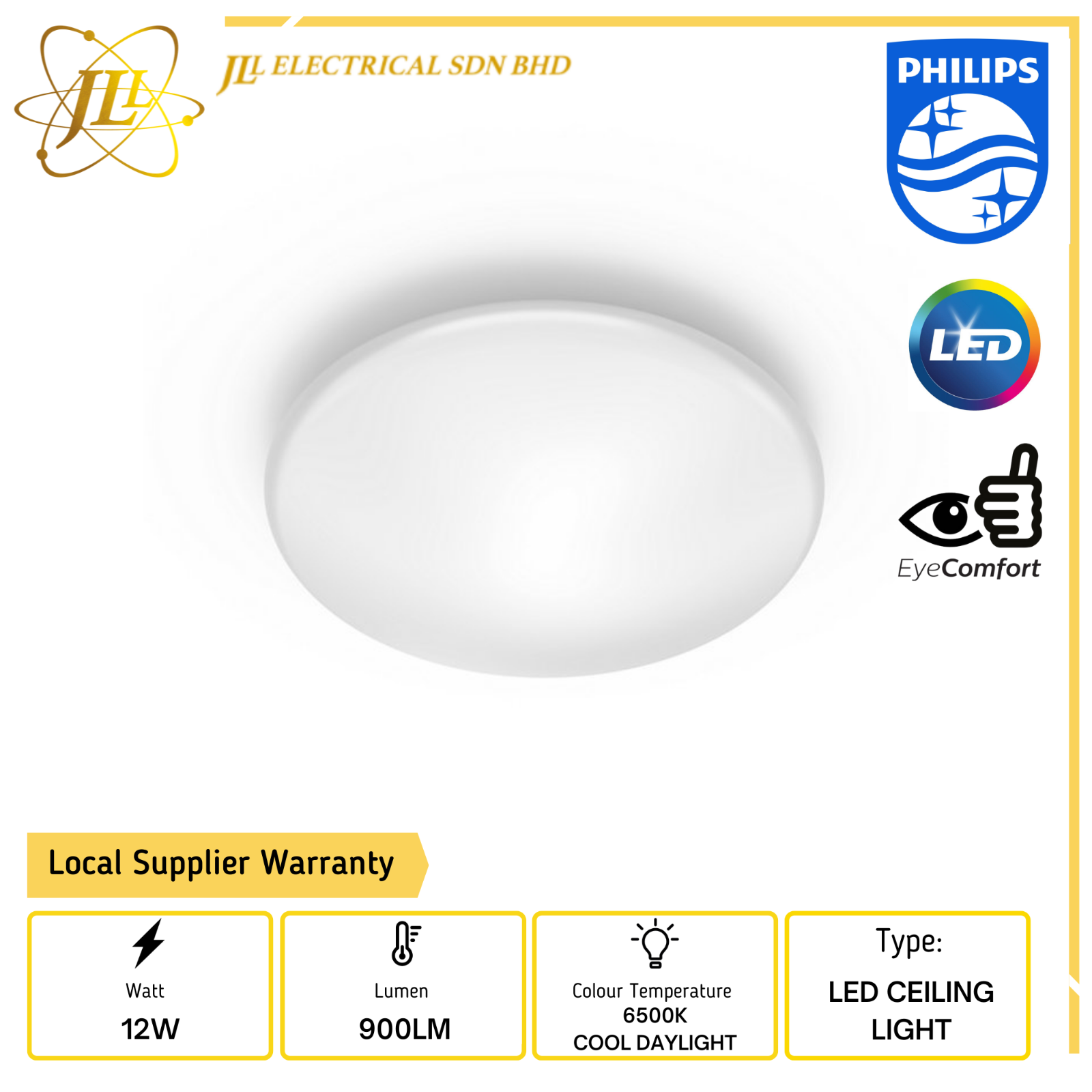 PHILIPS CL253 12W 220-240V 900LM 260MM IP20 MOTION SENSING LED CEILING ...