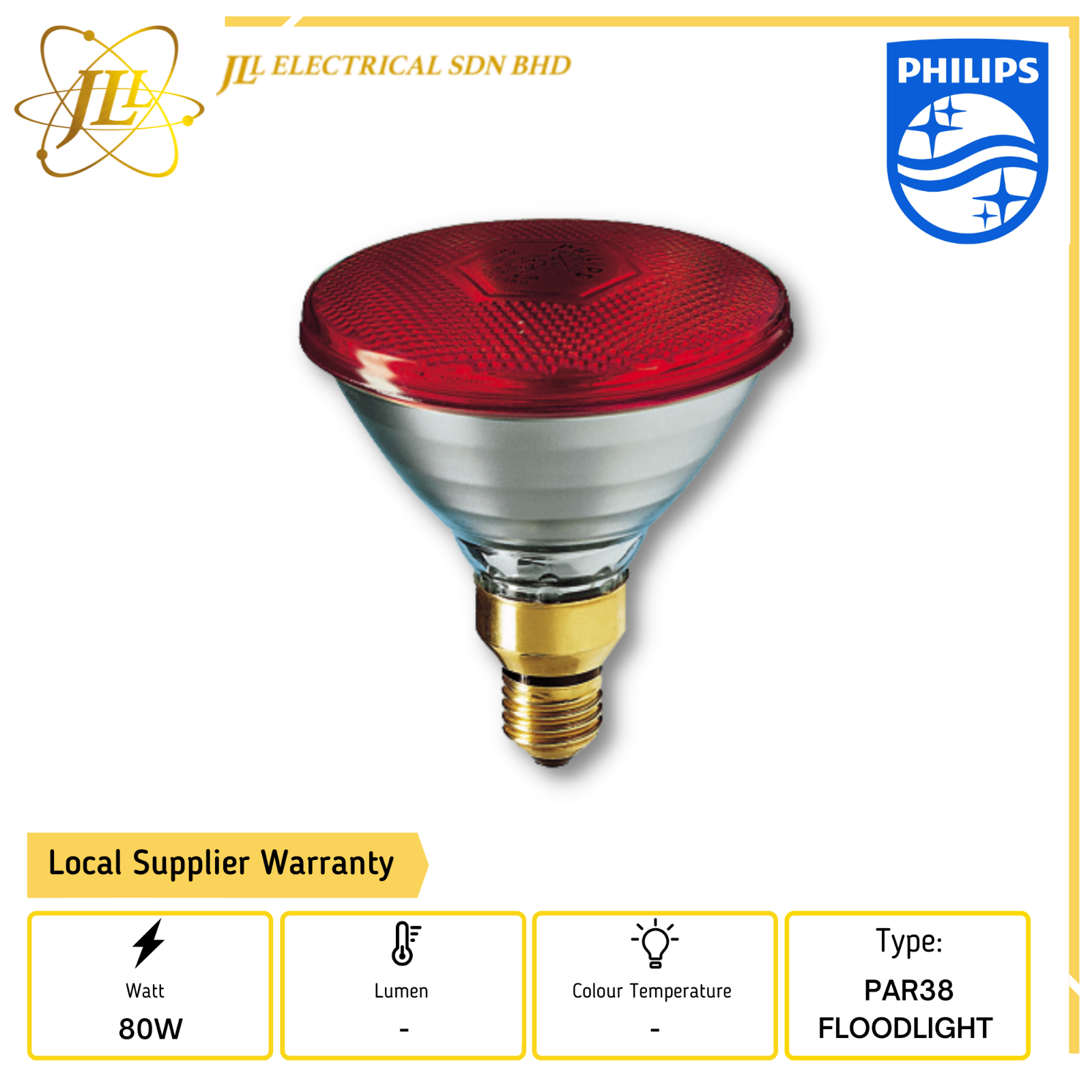 PHILIPS PARTYTONE 80W 230V PAR38 E27 FLOOD LIGHT BULB (RED) Selangor ...