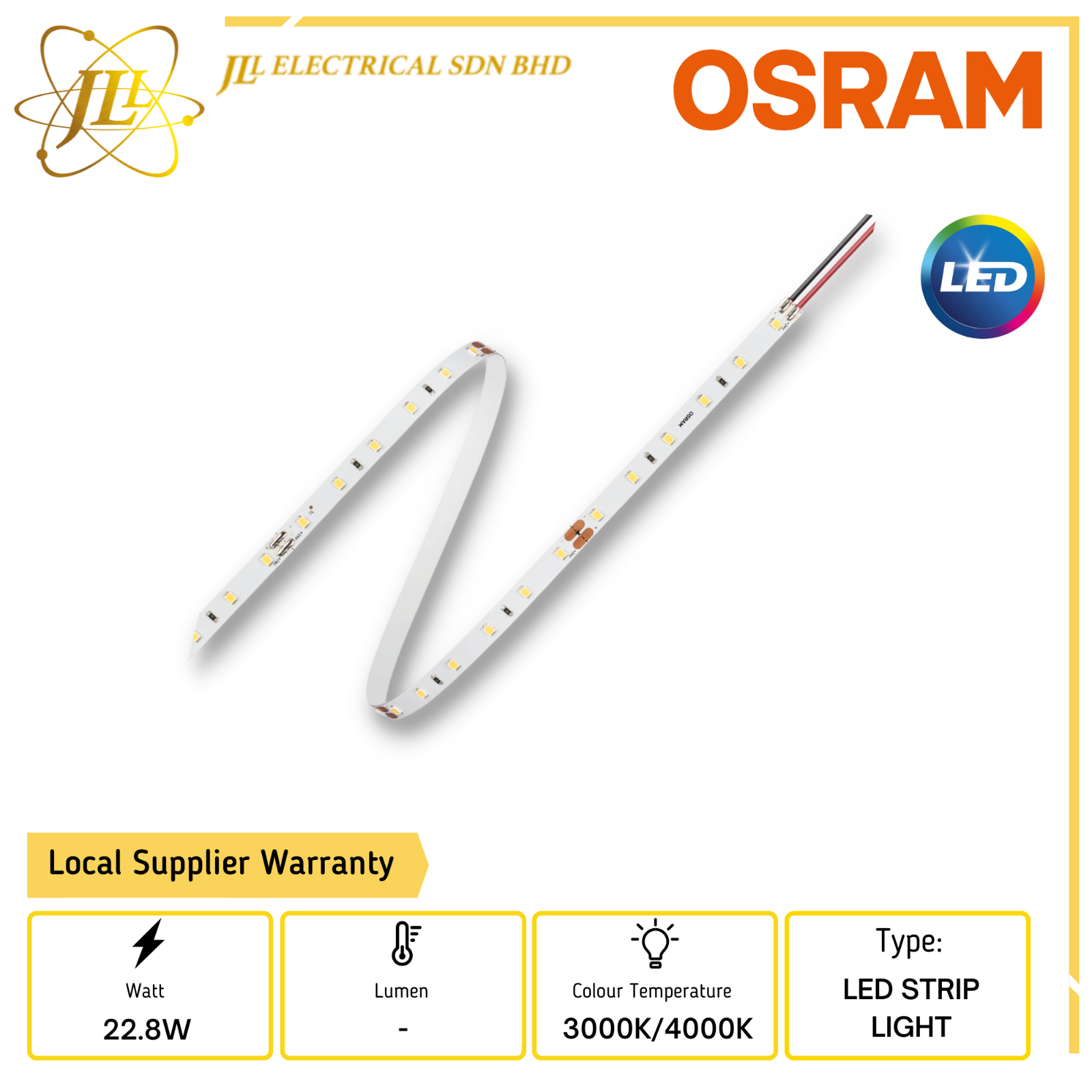 OSRAM BF400 22.8W 24V 5METER LED LIGHT STRIP [3000K/4000K] Selangor ...