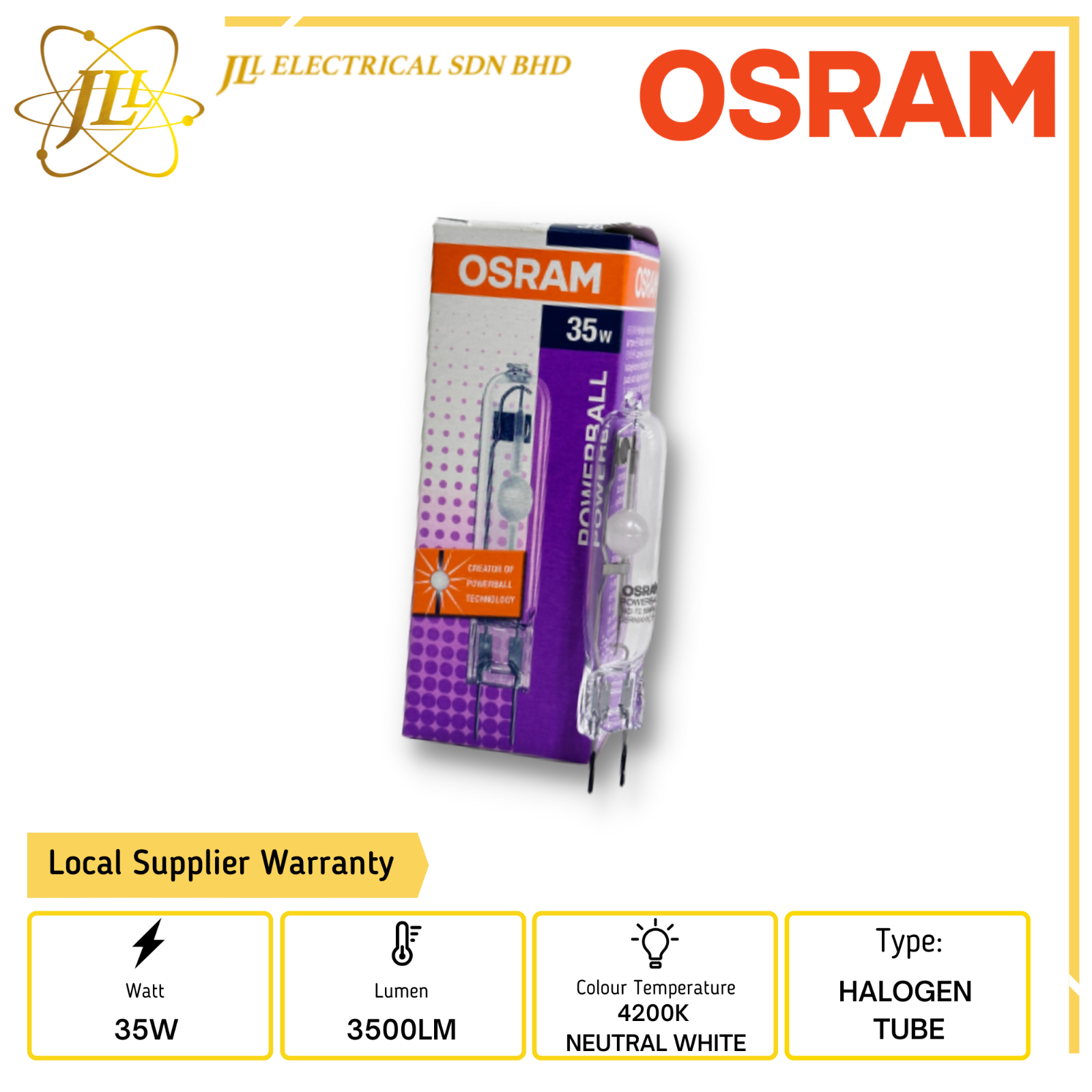 OSRAM POWERBALL HCI-TC 35W G8.5 4200K NEUTRAL WHITE HALOGEN TUBE ...