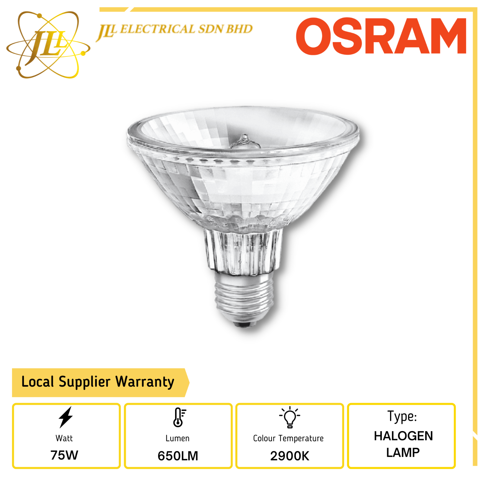 OSRAM 64841 75W 230V 650LM E27 FL 2900K WARM WHITE HALOGEN SPOTLIGHT ...
