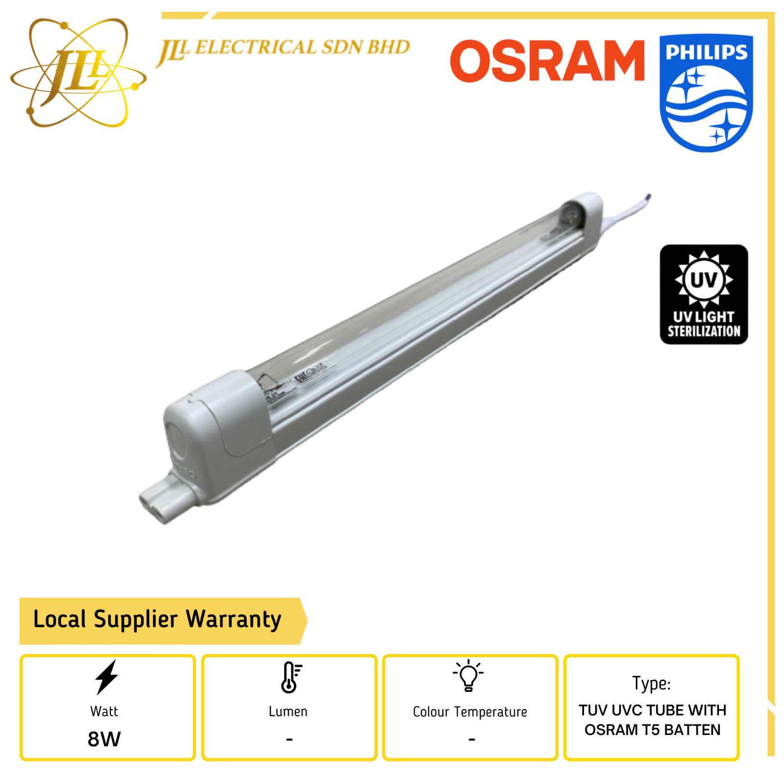 PHILIPS TUV UVC 8W T5 TUBE 302MM (1FEET) WITH OSRAM T5 BATTEN PLUS 8W ...