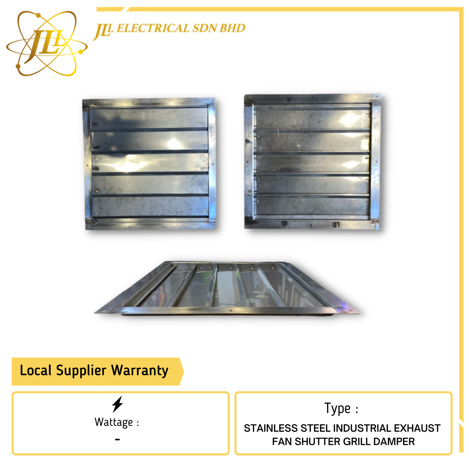 STAINLESS STEEL INDUSTRIAL VENTILATOR EXHAUST FAN SHUTTER GRILL DAMPER ...