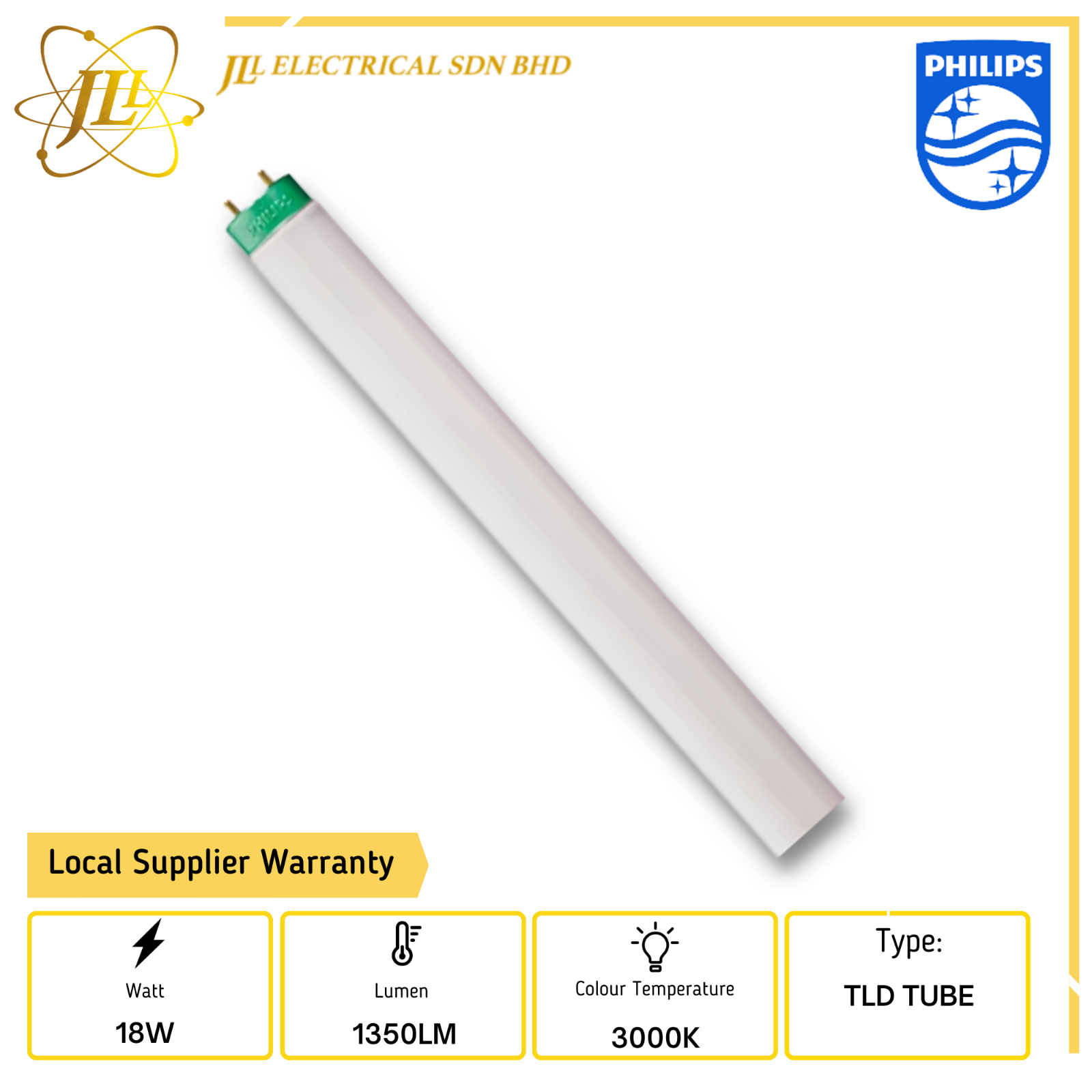 PHILIPS TLD T8 FLUORESCENT LED TUBE 18W/830 WARM WHITE 2FT 600MM CRI83 ...