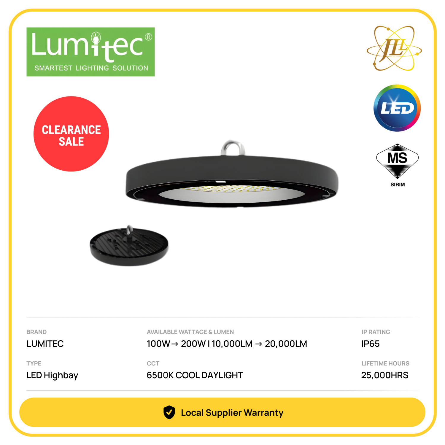 LUMITEC LMT LED UFO HIGHBAY 255V 6500K COOL DAYLIGHT 25,000HOURS IP65 ...