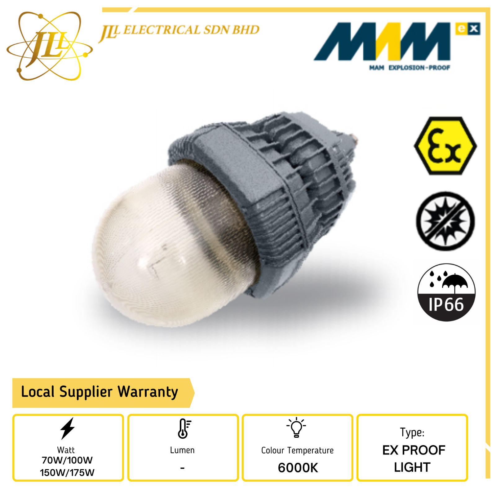 MAM MAML-01 SERIES IP66 6000K EXPLOSION PROOF HAZARDOUS FLAMEPROOF ANTI ...