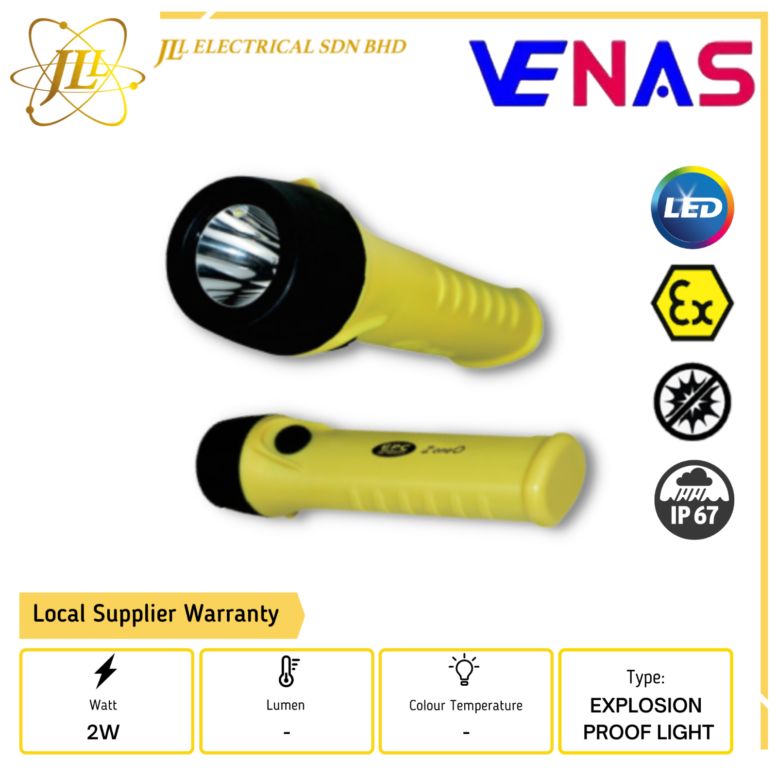 VENAS WKG SERIES 2W IP67 LED EEXPLOSION PROOF HAZARDOUS FLAMEPROOF ANTI ...