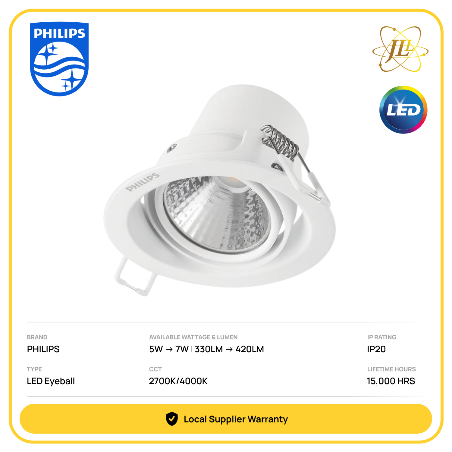 PHILIPS POMERON 7W 400LM 70MM 3.5" EYEBALL RECESSED LED SPOTLIGHT 59776 ...