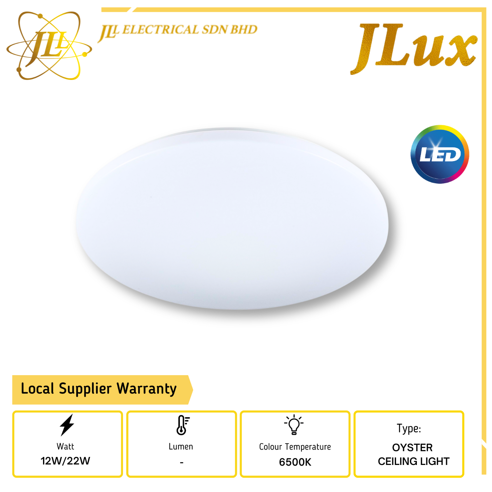 JLUX OYSTER LED CEILING MOTION SENSOR LIGHT 6500K [12W/22W] TRACK ...