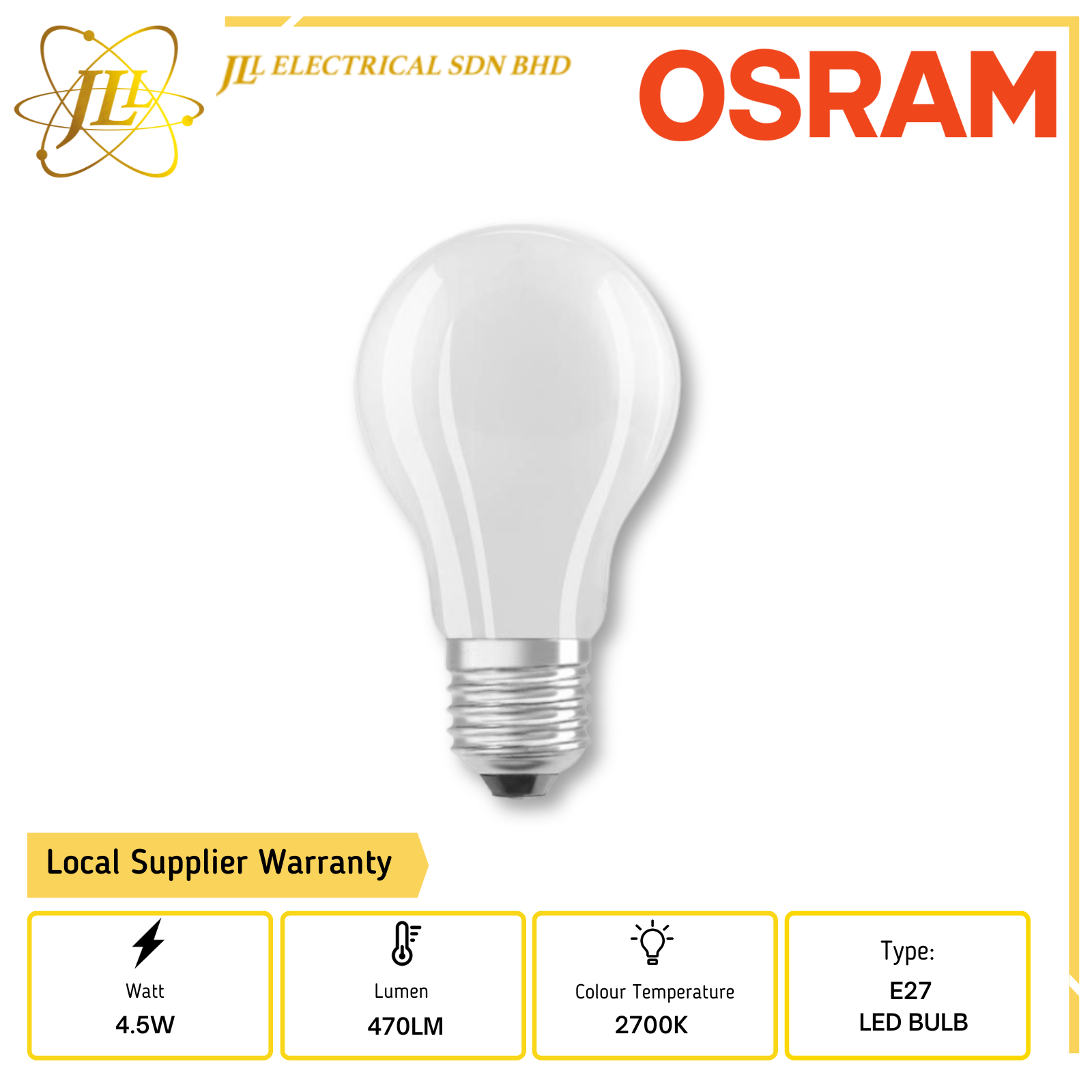 OSRAM PARATHOM RETROFIT CLASSIC A LED BULBS 4.5W/827 470LM PHILIPS ...