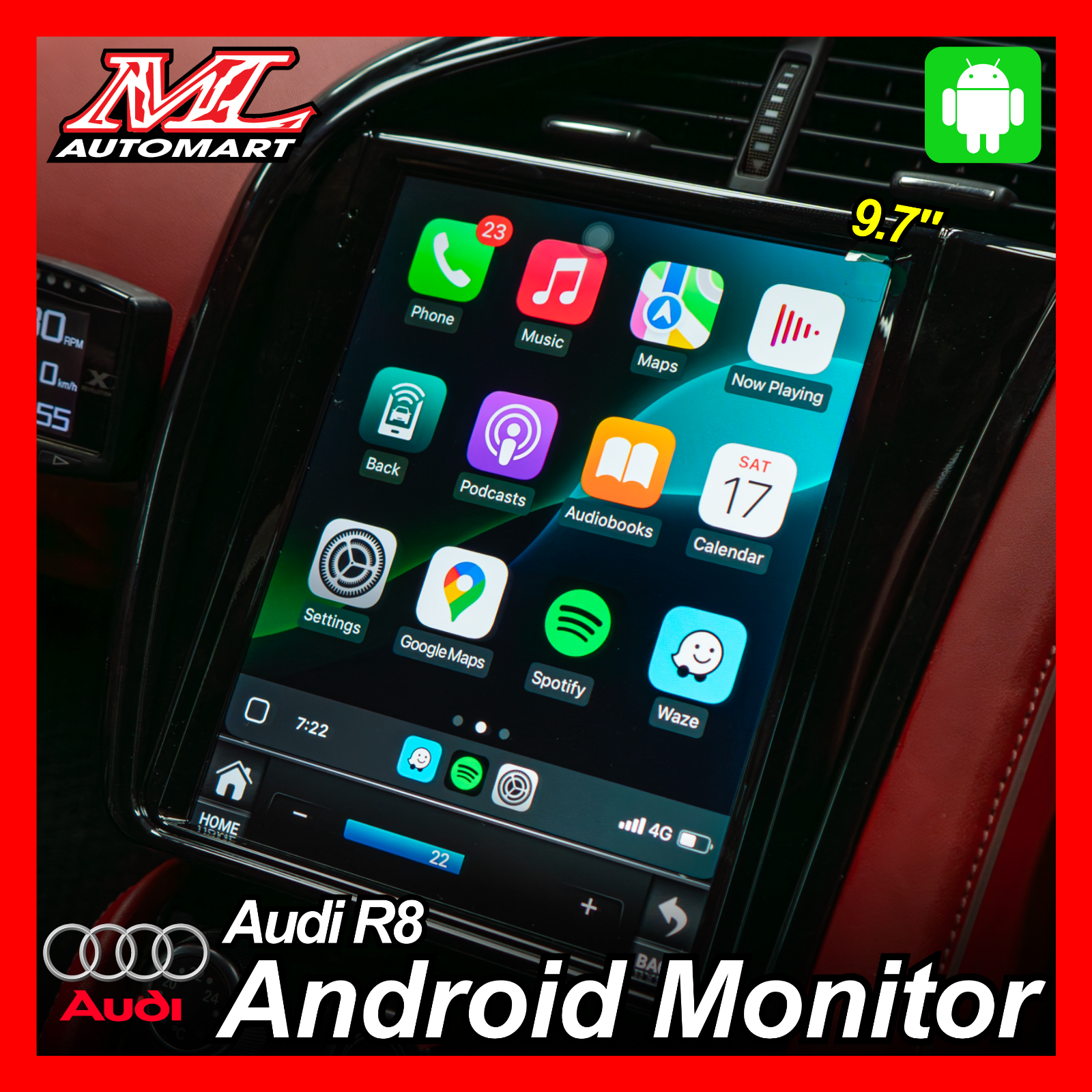 Audi R8 Android Monitor (9.7" Vertical Screen) Selangor, Malaysia ...