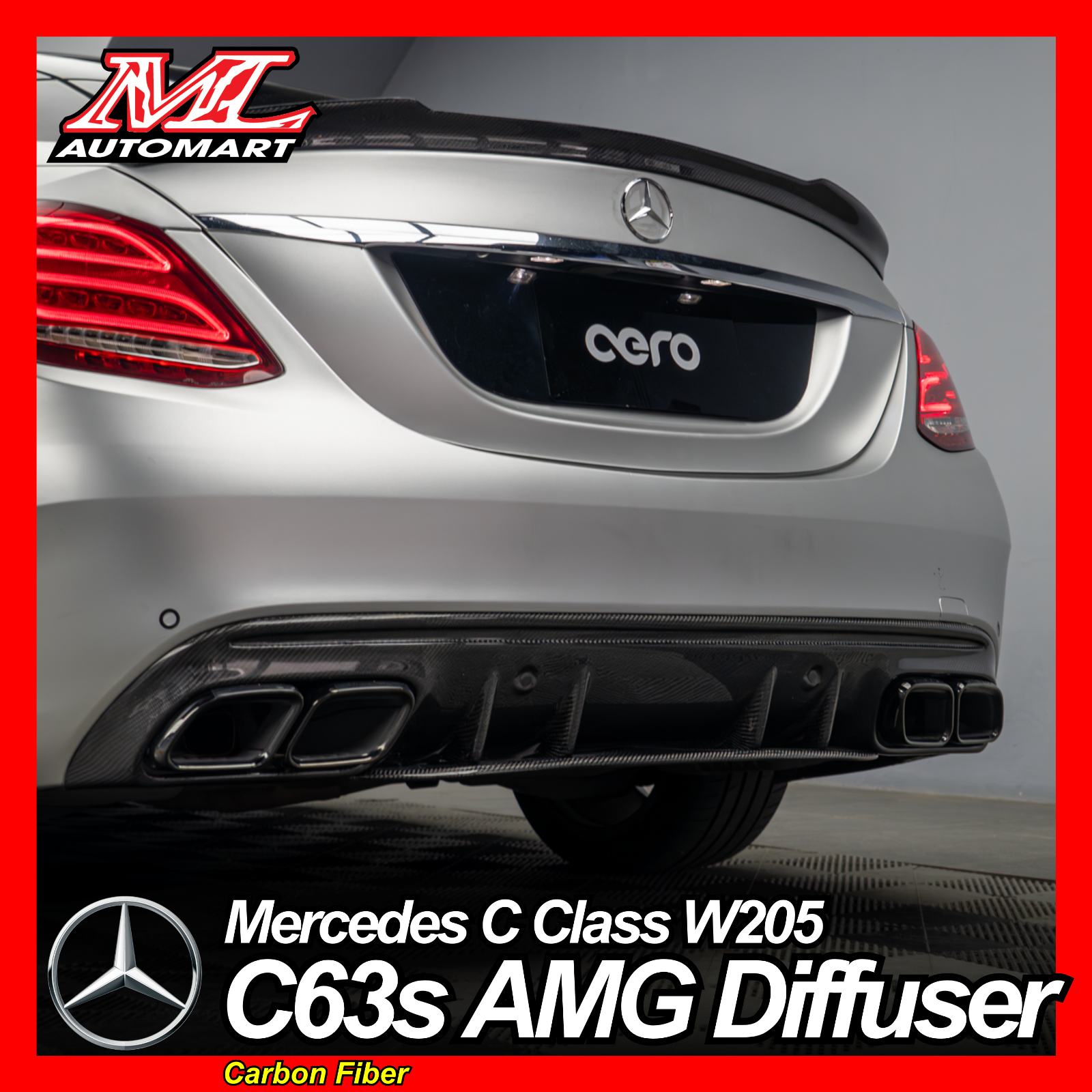 Mercedes Benz C Class W205 C63s AMG Rear Diffuser (Carbon Fiber ...