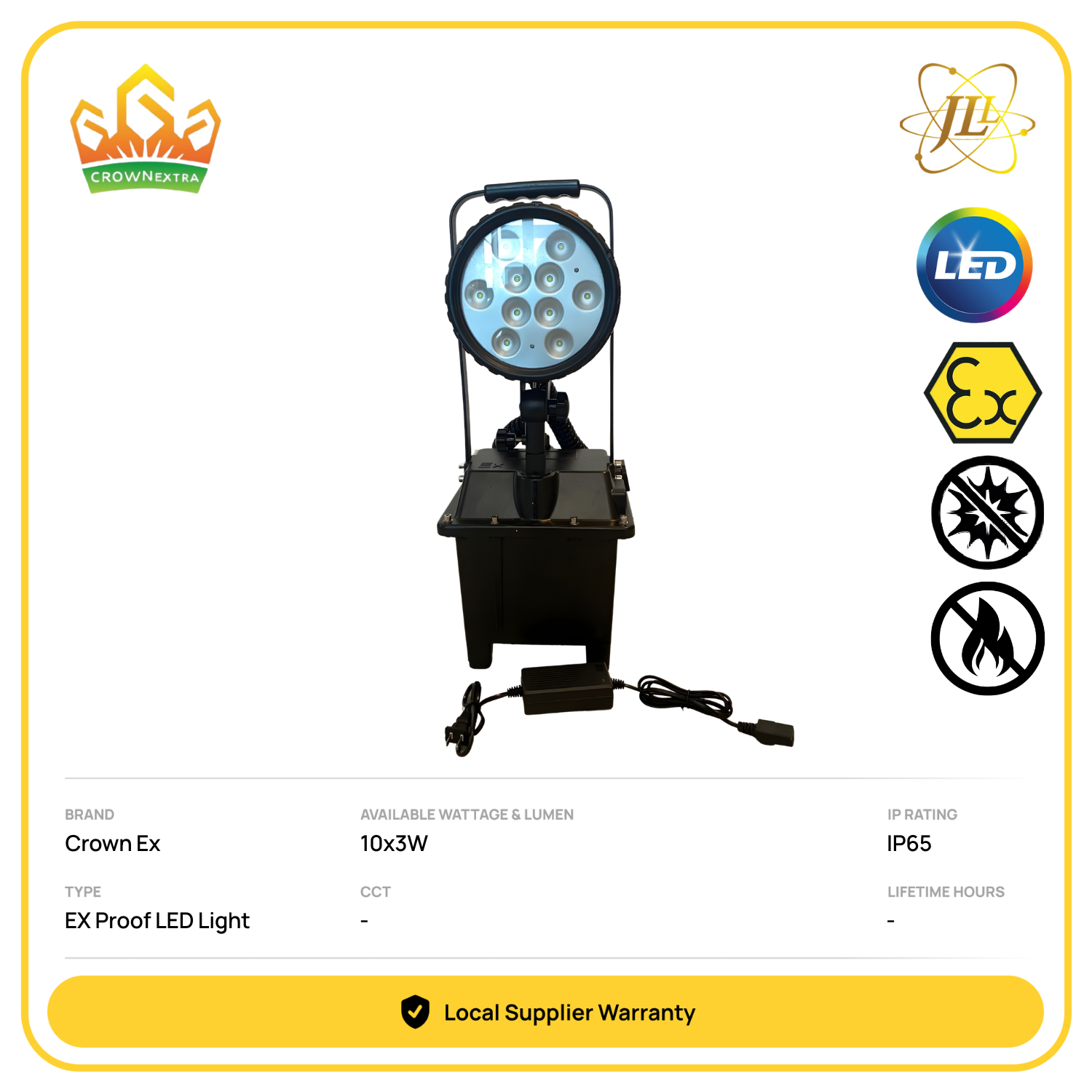 CROWN EX GYD814 PORTABLE RECHARGEABLE BATTERY FLOODLIGHT SPOTLIGHT ...
