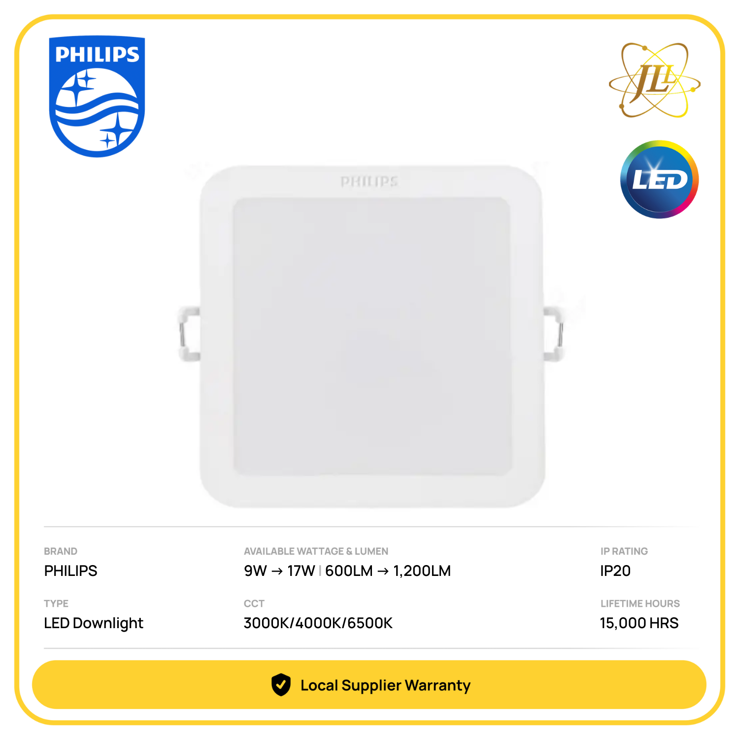 PHILIPS MESON 59451 EYECOMFORT LED RECESSED DOWNLIGHT SQUARE 4'' 9W ...