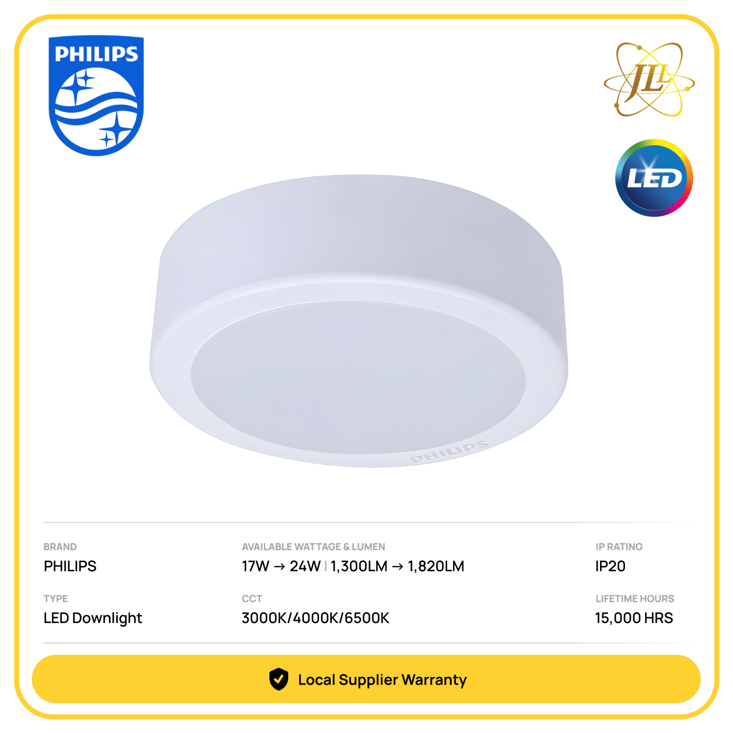 PHILIPS MESON 59472 EYECOMFORT ROUND LED SURFACE DOWNLIGHT 6'' 17W ...