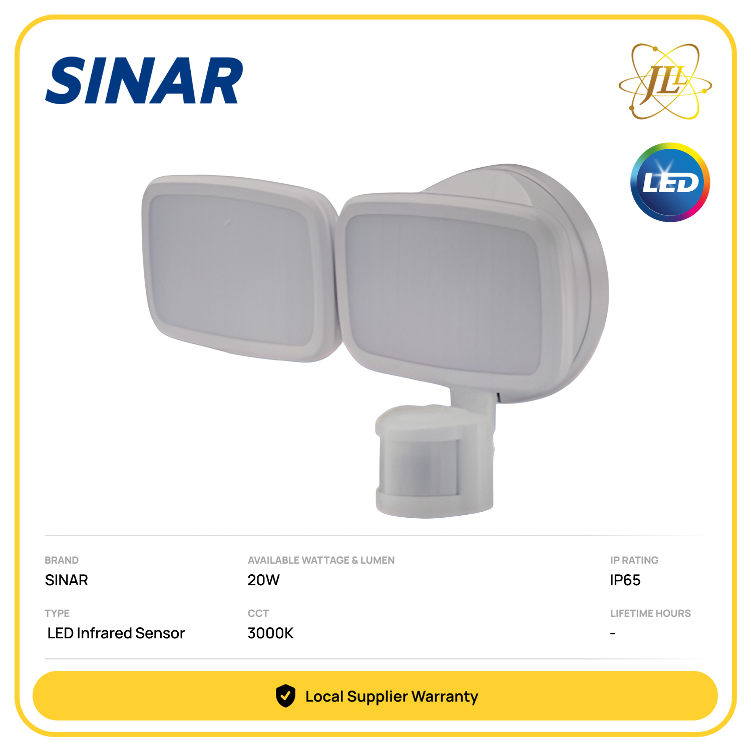 SINAR SSMS67-W LED INFRARED SENSOR 240V 20W 3000K IP65 Selangor, KL ...