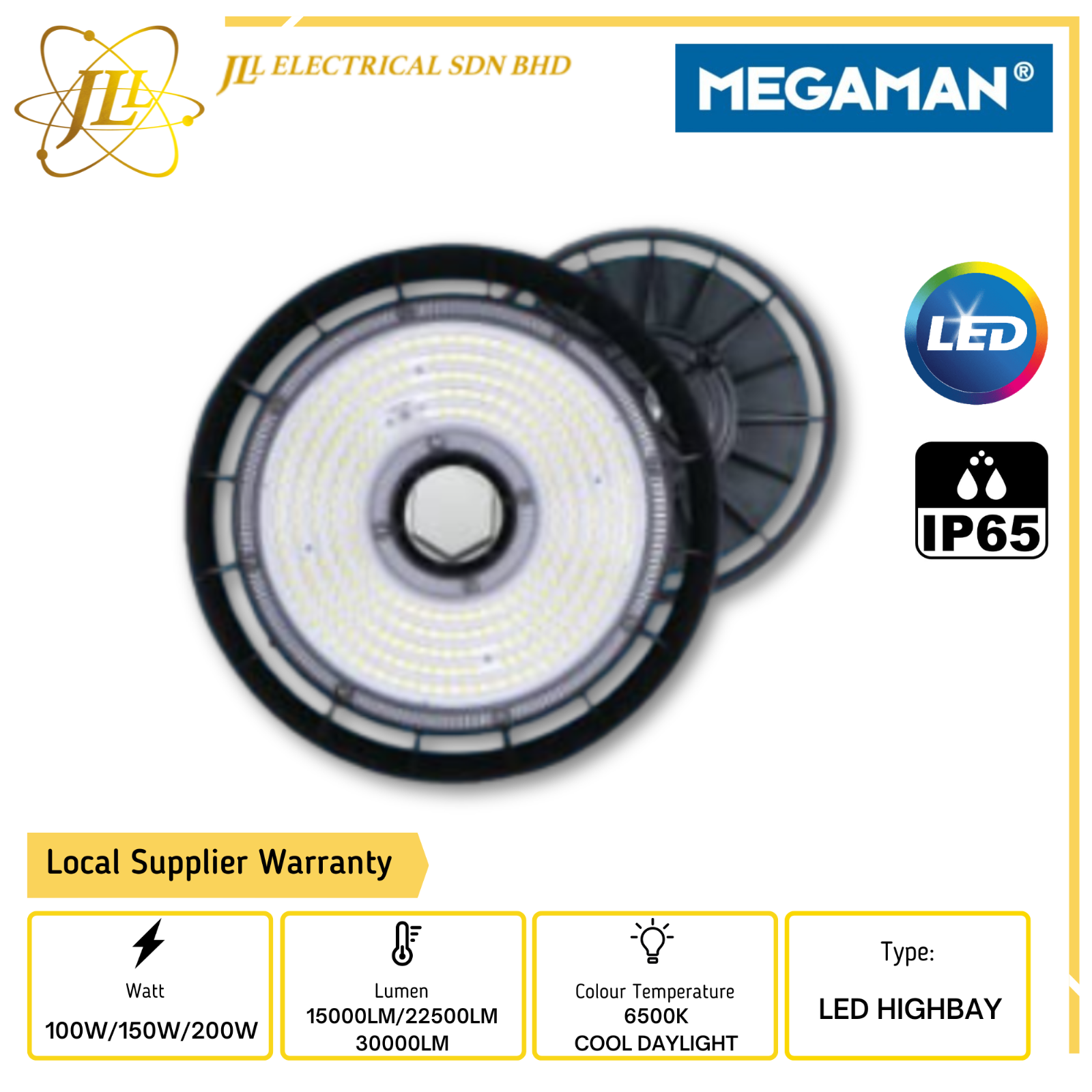 MEGAMAN GDXL1073 85-265V 120D 6500K IP65 LED HIGHBAY [100W/150W/200W ...
