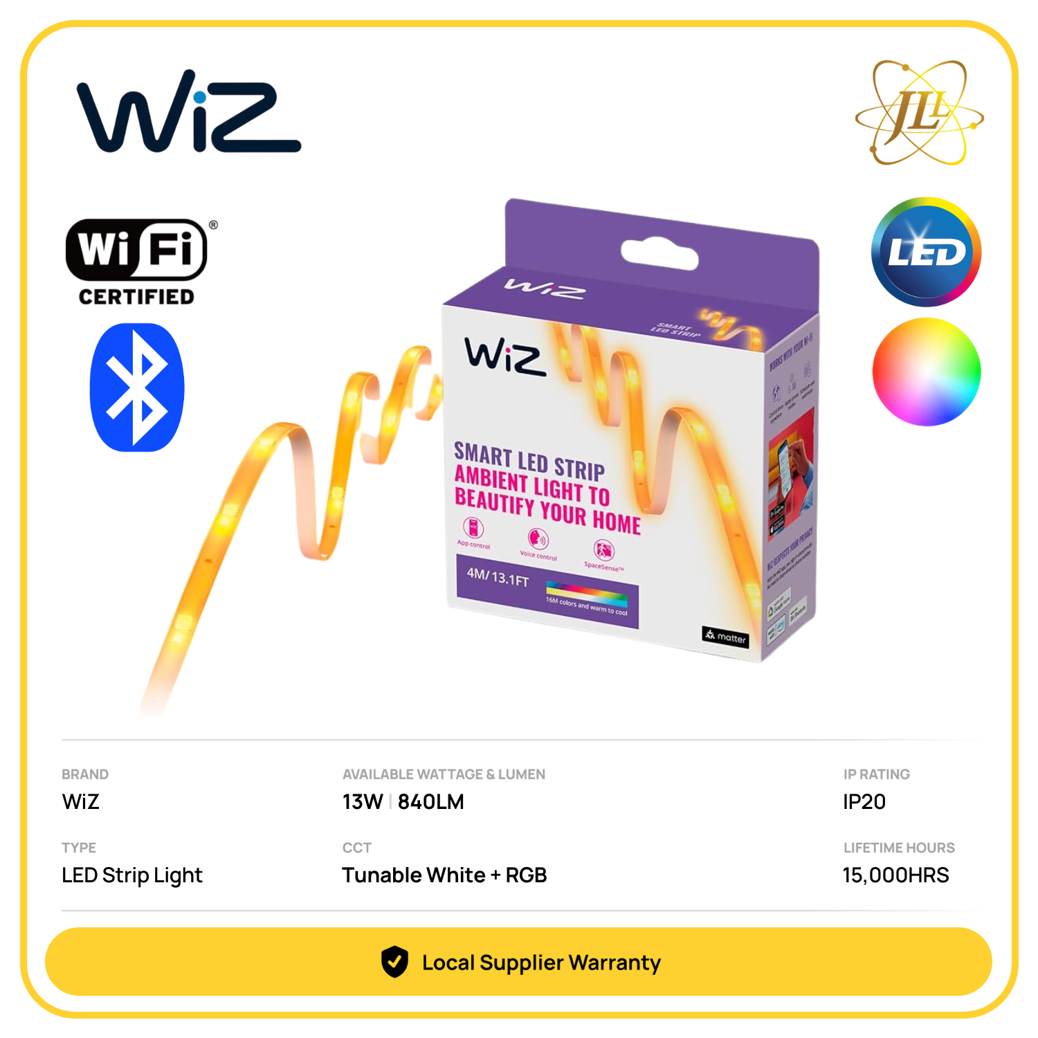 WiZ 13W 220-240V 840LM 2700K-6500K + RGB 4M LED SMART STRIPLIGHT KIT ...