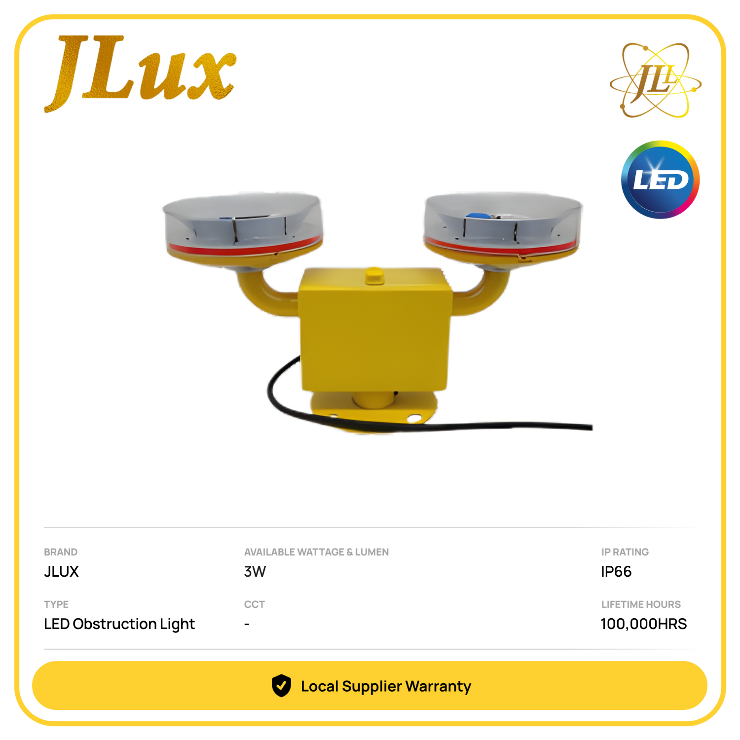 JLUX CM-11-S DUAL LOW INTENSITY LED OBSTRUCTION LIGHT TYPE B 3W 100 ...