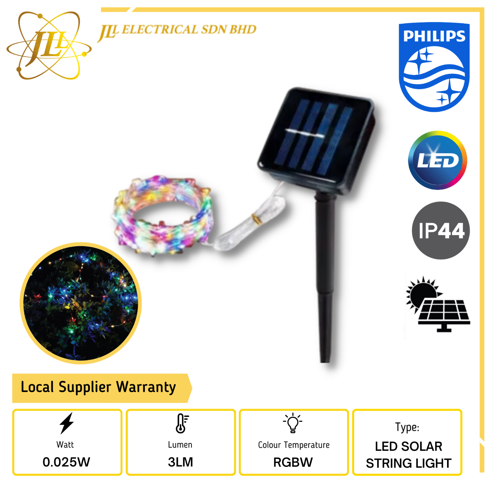PHILIPS XGC025 LED/RGBW 0.025W 3LM IP44 DECO SOLAR STRING LIGHT SIGNIFY ...