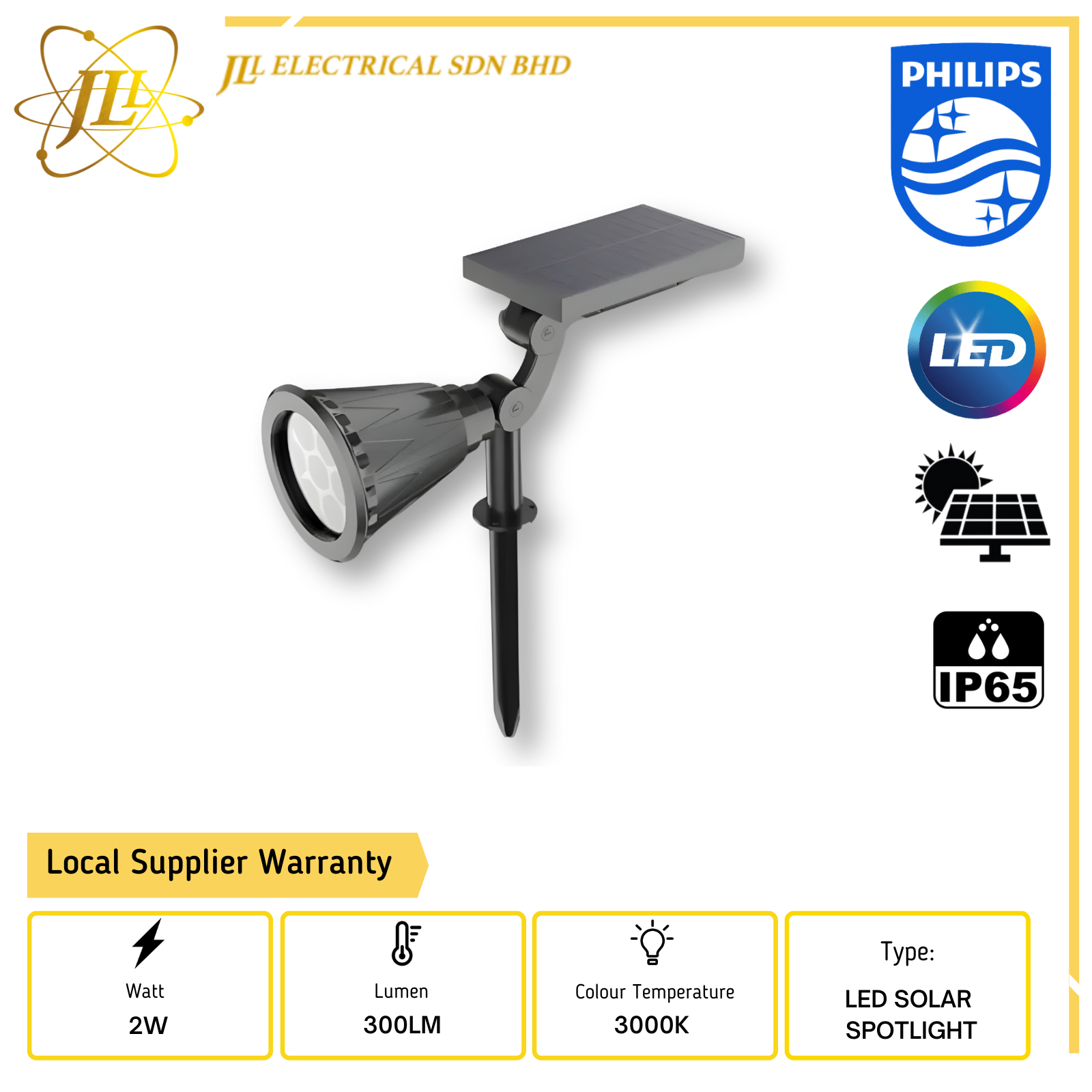 PHILIPS ESSENTIAL BGC050 SMARTBRIGHT DECO SOLAR SPOTLIGHT LED3/730 2W ...