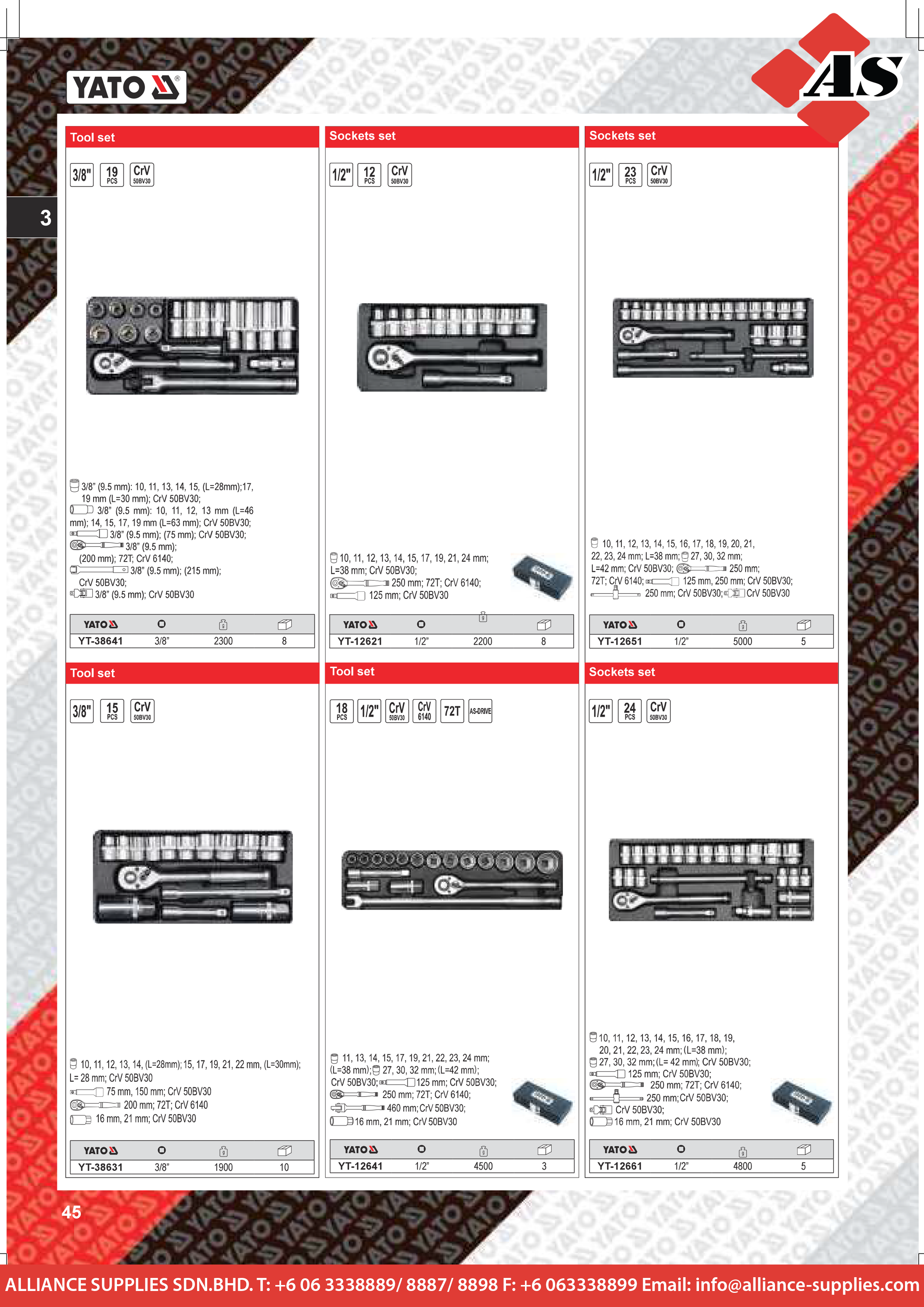YATO Socket Set / Torx Socket Set / Go-through Set YATO Sockets Sets ...