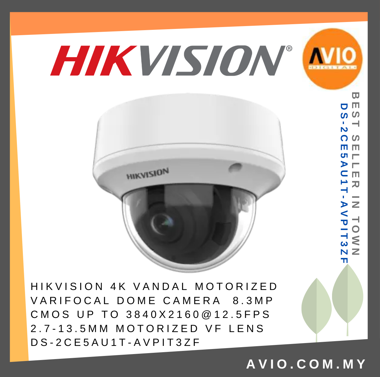 Hikvision 4K 8MP 8 Megapixel Motorized Varifocal Analog PTZ Dome CCTV ...