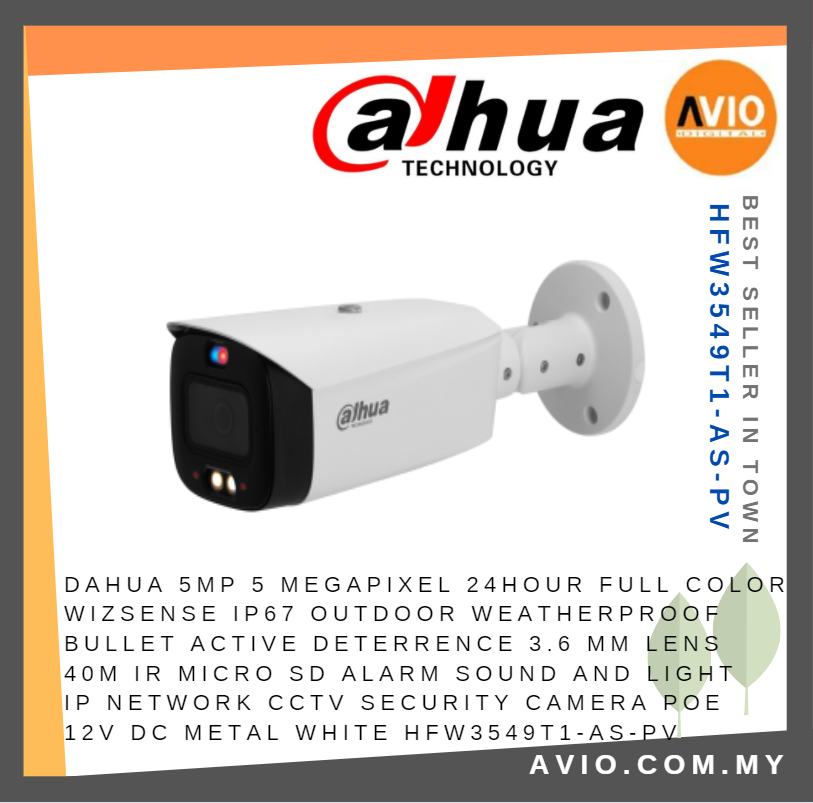 Dahua 5MP 5 Megapixel 24Hour Full Color Wizsense IP67 Bullet Active ...