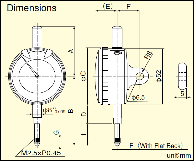 Teclock Dial Indicator,5mm/0.01mm TM-105 (Comparator Type / For Bore ...