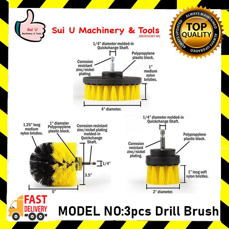 3pcs 360 Hex Shank Brush Set Drill Brush Rotary Cleaning Tool Set ...
